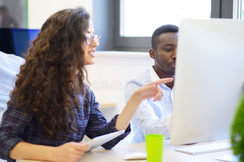 Group of Entrepreneurs Working Using a Computer Stock Image - Image of ...