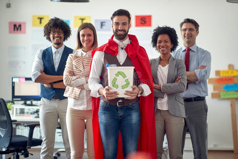 Group of Environmentally Focused Employees Recycling Together; Saving ...