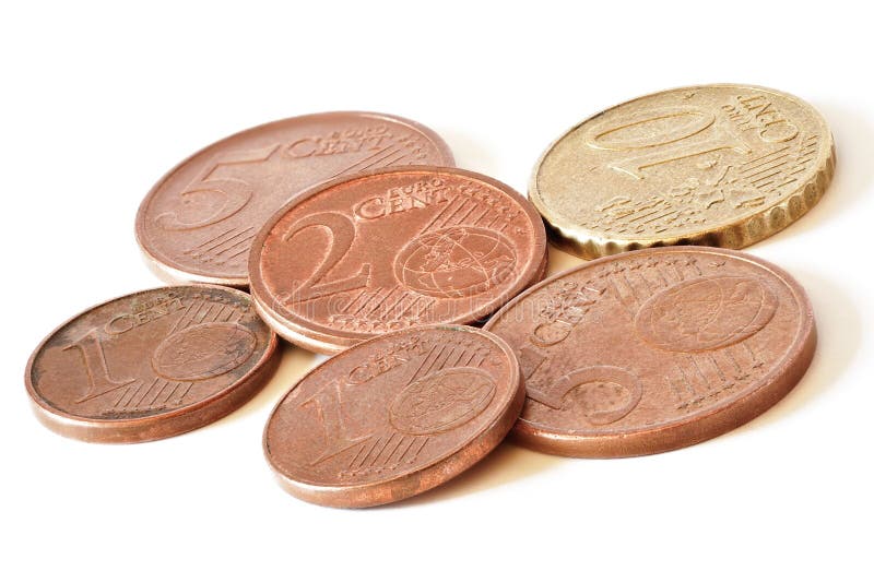 Group of Euro Cent Coins Isolated on White Background Stock Image ...