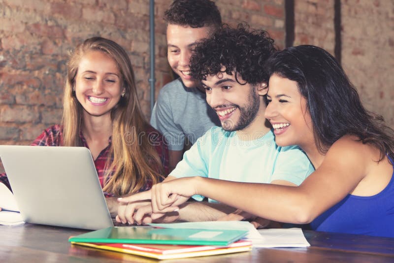 Group of European Students Learning with Computer Stock Image - Image ...