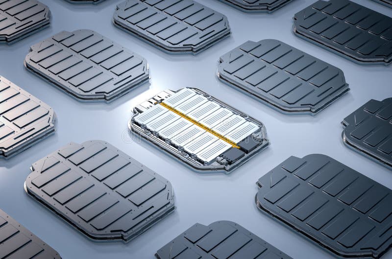 Group of Ev Battery Cell Modules Stock Illustration - Illustration of ...