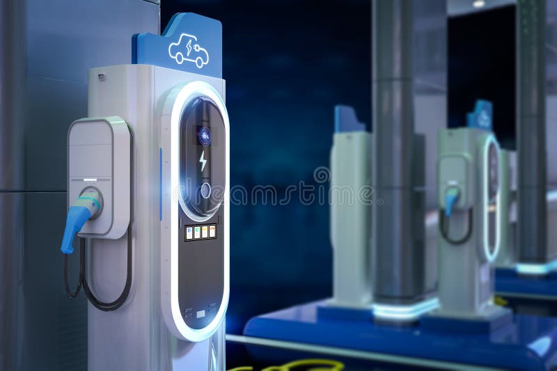 Group of Ev Charging Stations or Electric Vehicle Recharging Stations ...