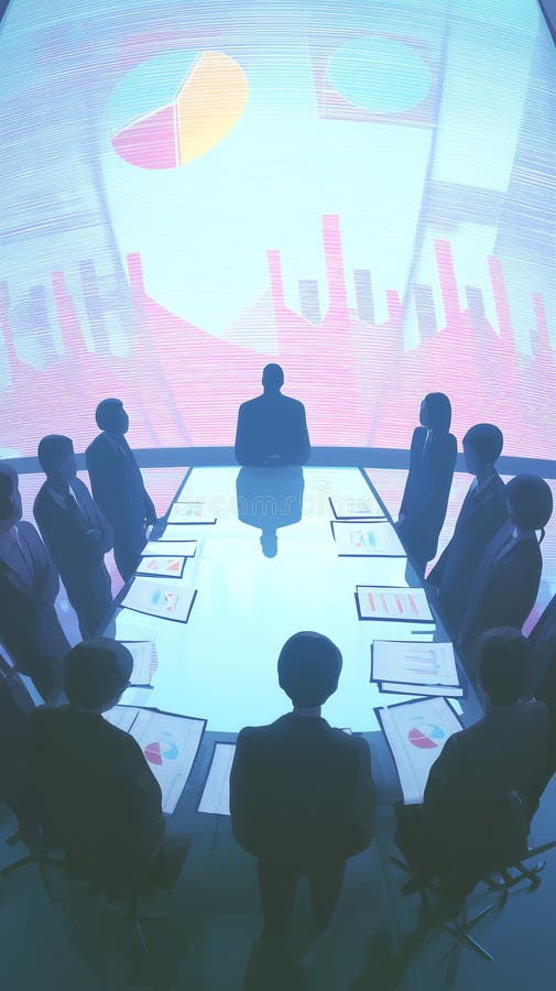 Group of Executives Collaboratively Planning Business Strategy Using 3D ...