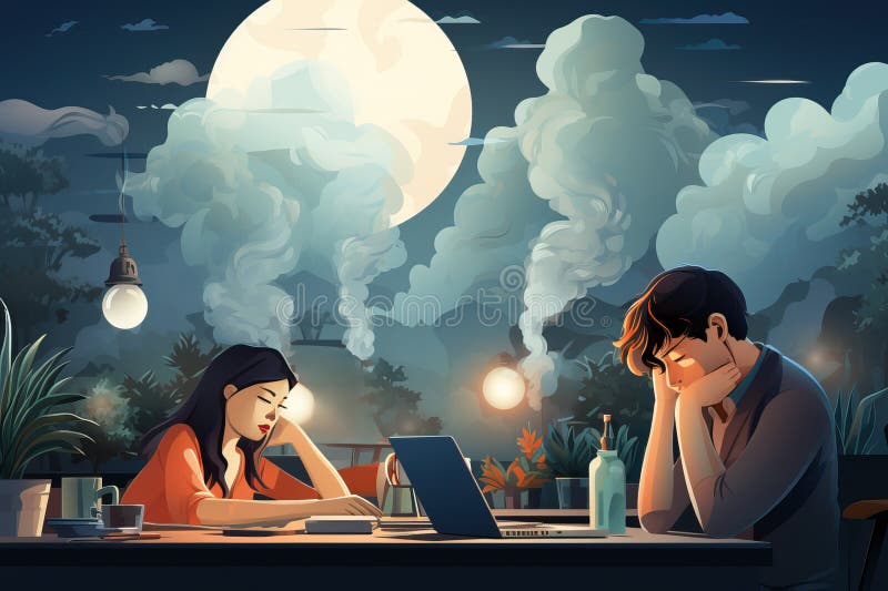 Group of Exhausted and Tired Workers in Office. Drowsiness at the ...