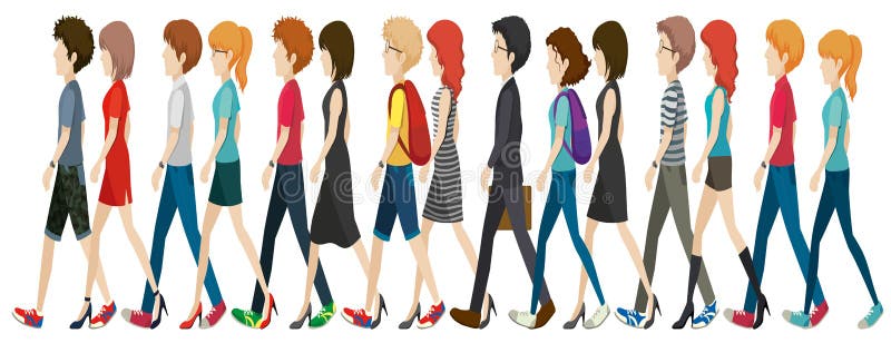 Cartoon Groups Of People Walking