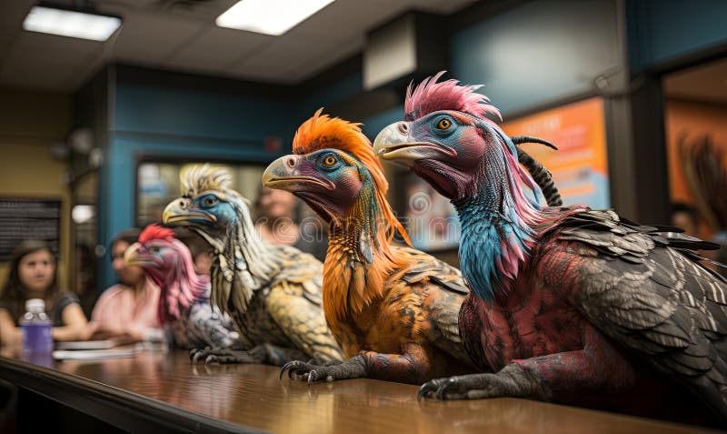 Group of Fake Birds on Table Stock Image - Image of arrangement ...