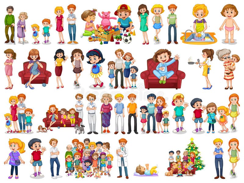 Group of Family Member Characters Stock Vector - Illustration of living ...