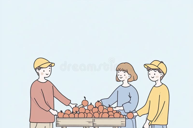 A Group of Farmers is Joyfully Picking Apples in an Orchard, Showcasing ... A Group of Farmers is Joyfully Picking Apples in an Orchard, Showcasing ...