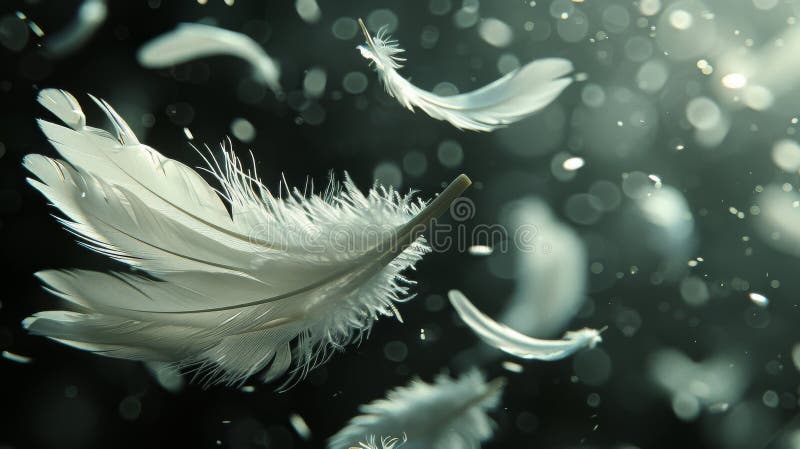 Group of Feathers Floating in the Air Stock Photo - Image of light ...