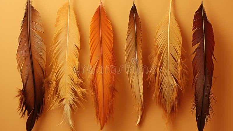A Group of Feathers Hanging on a Wall. Generative AI Image. Stock ...