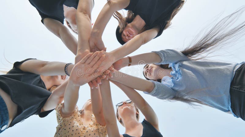 Group of Female Hands Together in the Park. Stock Photo - Image of park ...