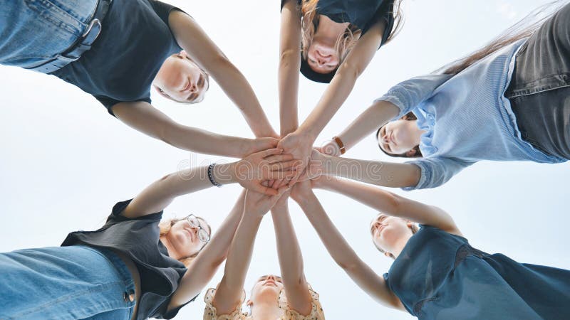 Group of Female Hands Together in the Park. Stock Image - Image of ...