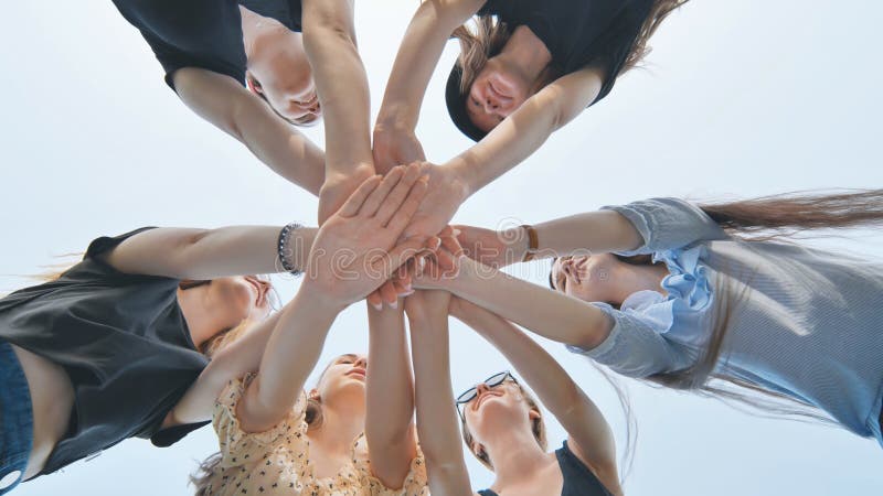 Group of Female Hands Together in the Park. Stock Photo - Image of ...