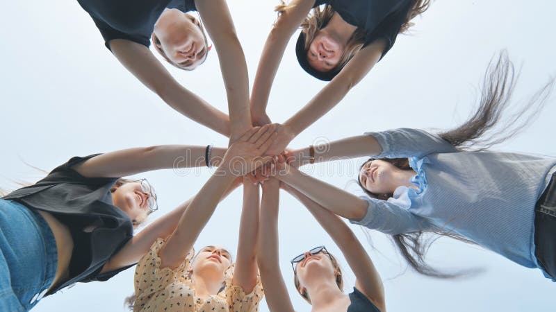 Group of Female Hands Together in the Park. Stock Image - Image of ...