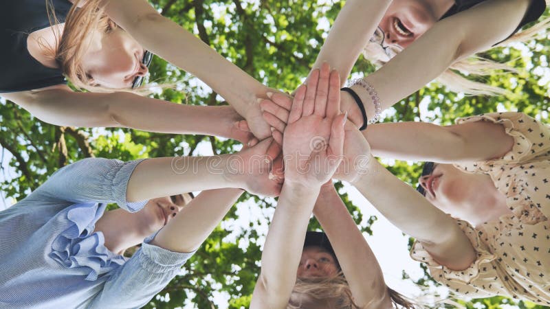 Group of Female Hands Together in the Park. Stock Photo - Image of ...