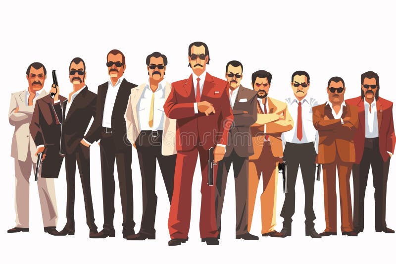 Group of Fictional Narcos Characters Isolated Vector Style Stock Vector ...