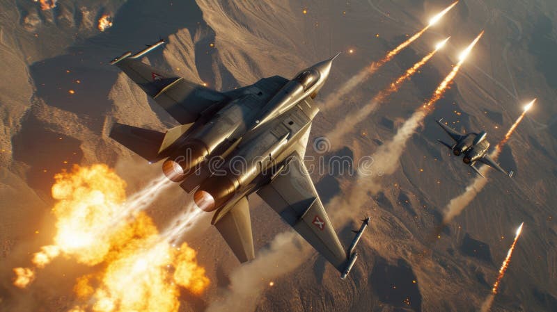 Group of Fighter Jets Flying in Formation. Generative AI. Stock Image ...