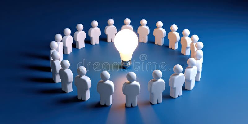 A Group of Figures Gathered Around a Glowing Light Bulb Symbolizing ...