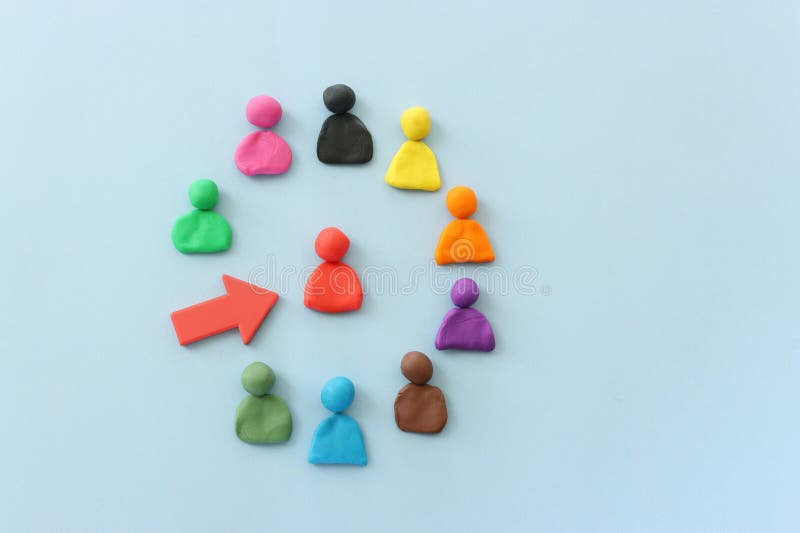 Group of Figures Going in One Direction and a Unique Person Heading in ...