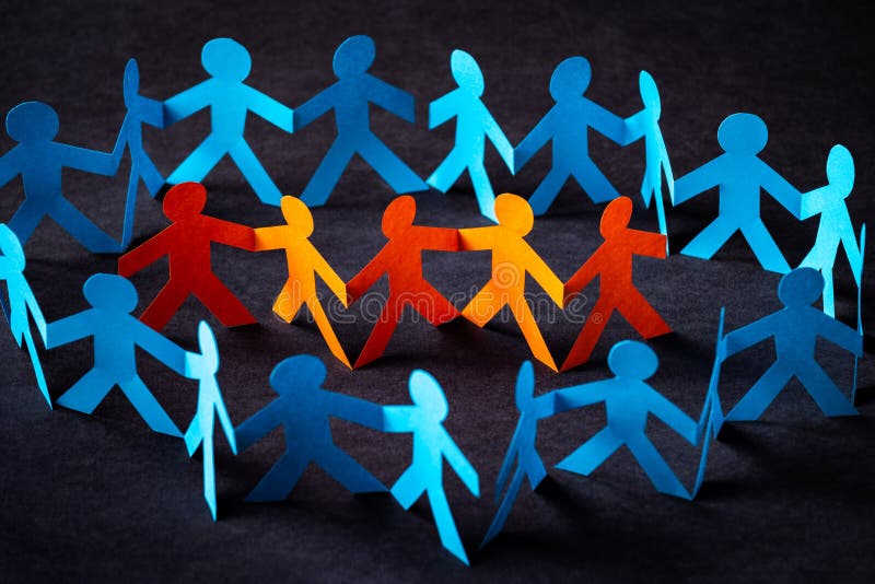 Group of Figures of One Color Surrounded by Figures by Another Color ...