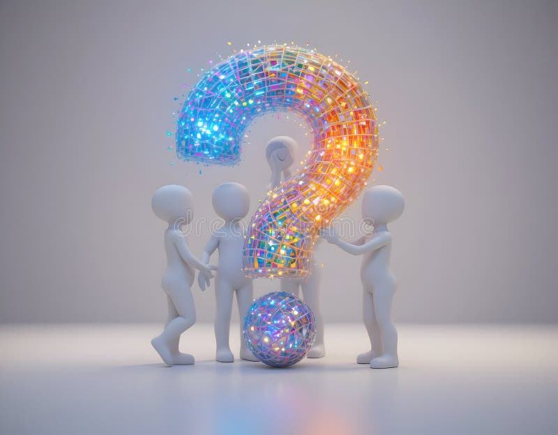 People Figuring Out Question with Glowing Question Mark Stock ...