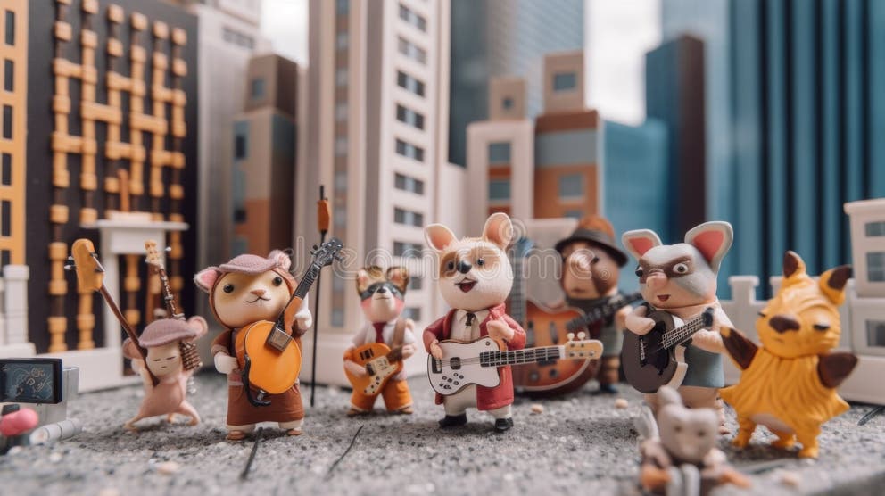 A Group of Figurines of Mice Playing Instruments. Generative AI Image ...
