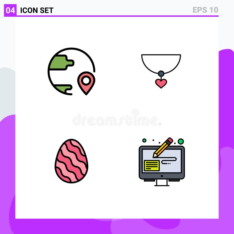 Group of 4 Filledline Flat Colors Signs and Symbols for Delivery ...