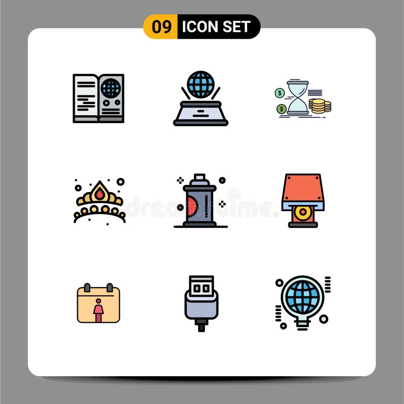 Group of 9 Filledline Flat Colors Signs and Symbols for Jewel, Fashion ...