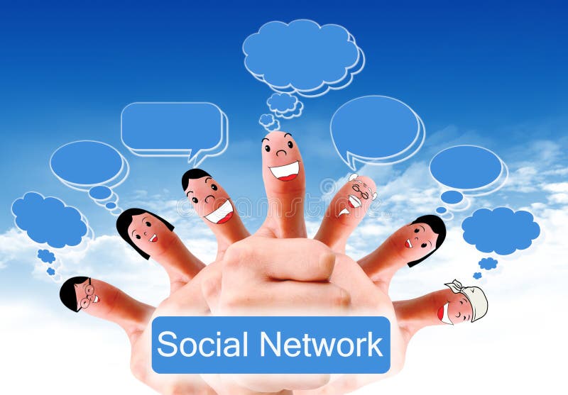 Group of Finger Faces As Social Network Stock Photo - Image of business ...