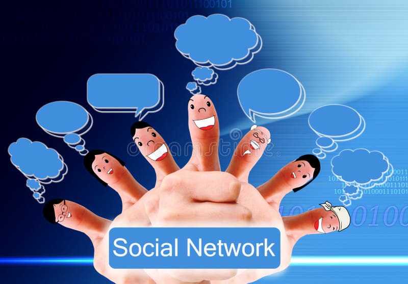Group of Finger Faces As Social Network Stock Photo - Image of business ...
