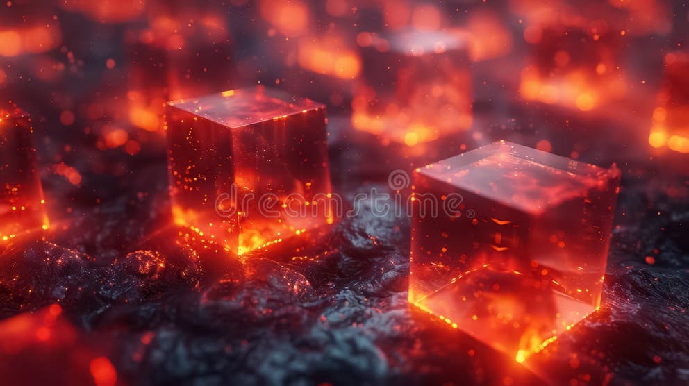 A Group of Fire Blocks. the Concept of Space Stock Illustration ...