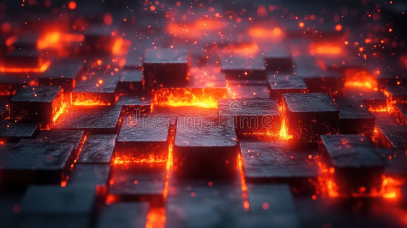 A Group of Fire Blocks. the Concept of Space Stock Illustration ...