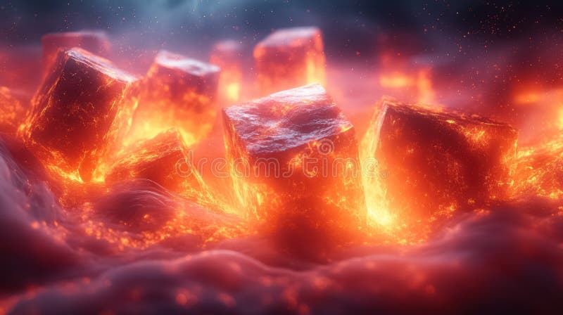 A Group of Fire Blocks. the Concept of Space Stock Illustration ...