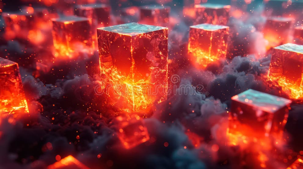A Group of Fire Blocks. the Concept of Space Stock Illustration ...