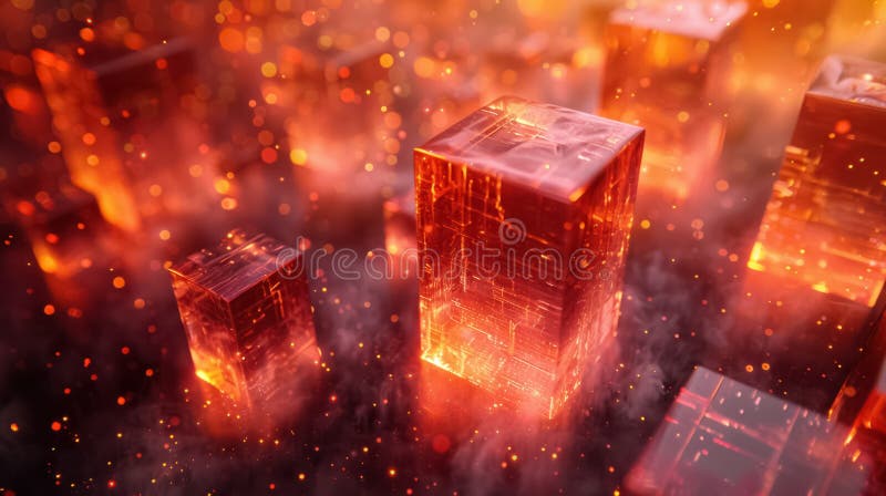 A Group of Fire Blocks. the Concept of Space Stock Illustration ...