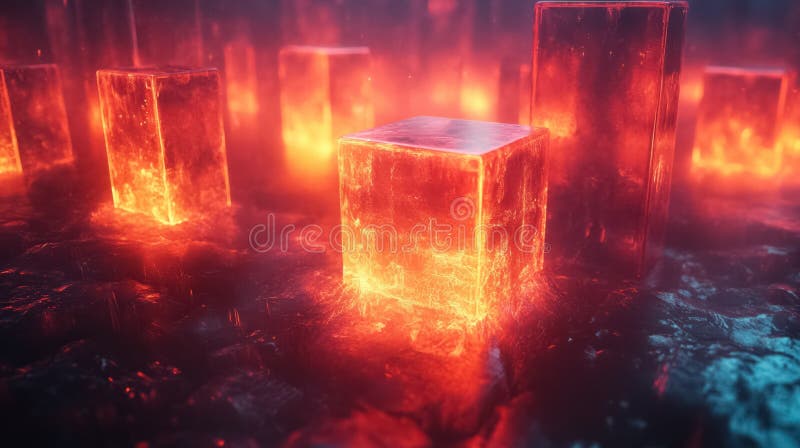A Group of Fire Blocks. the Concept of Space Stock Illustration ...