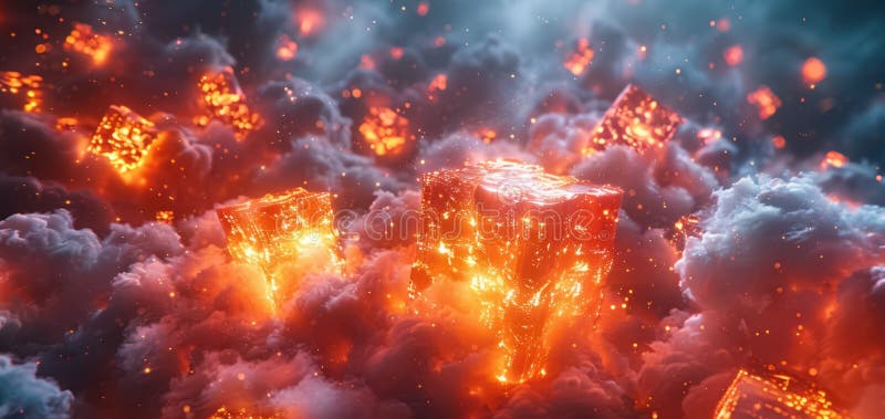 A Group of Fire Blocks. the Concept of Space Stock Illustration ...