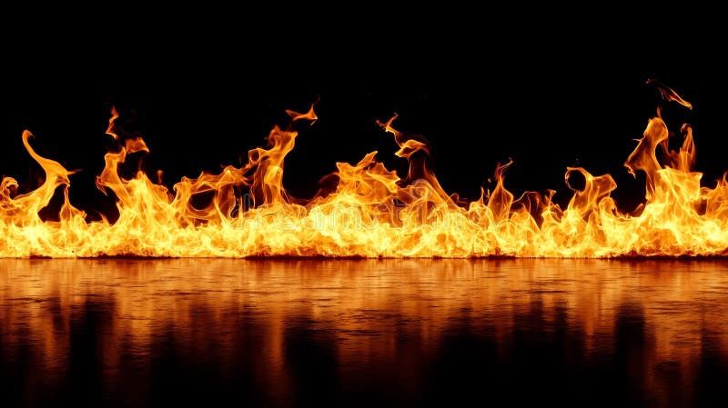 A Group of Fire Flames on a Black Background Stock Image - Image of ...
