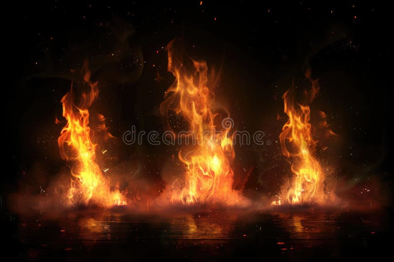 A Group of Fire Flames on a Dark, Dramatic Background. Perfect for ...