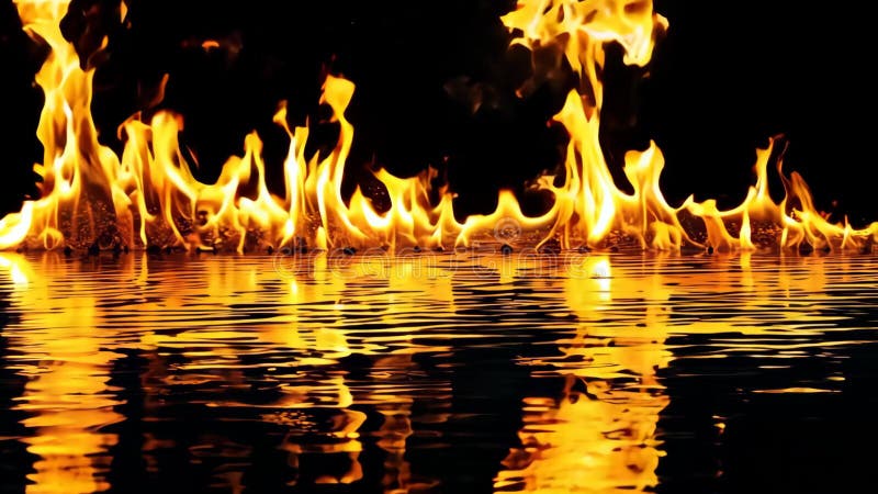A Group of Fire Flames Reflected in the Water Stock Video - Video of ...