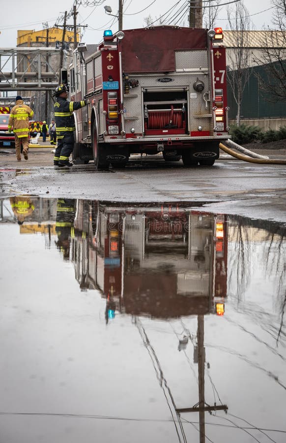Group of Firefighters at an Industrial Fire Editorial Image - Image of ...