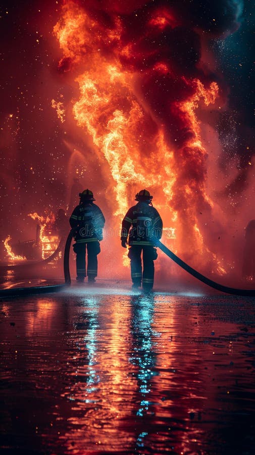 Group of Firefighters Searches for Possible Survivor Surrounded Huge ...