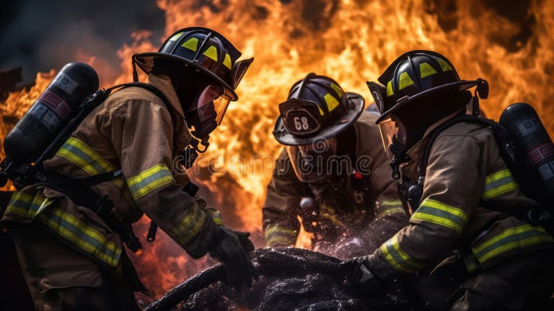 Group of Firefighters Working Stock Illustration - Illustration of ...