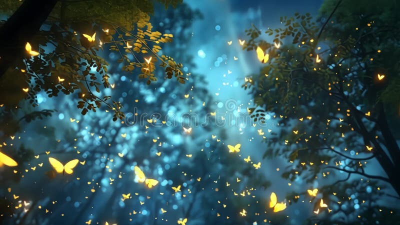 A Group of Fireflies Illuminate the Night Sky Representing the Quantum ...
