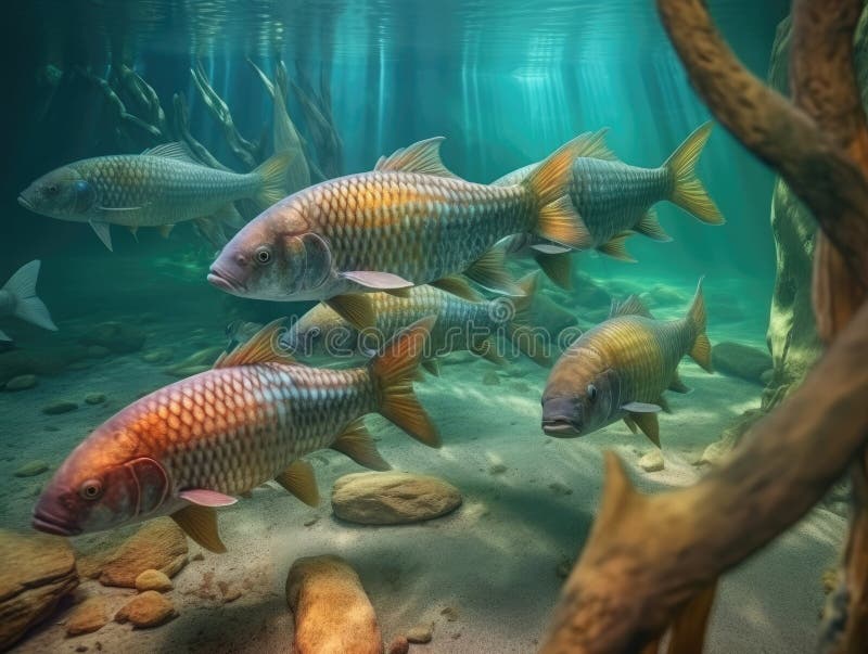 Group of Fish in Natural Habitat (generative AI Stock Illustration ...