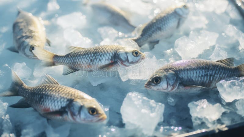 Group of Fish Sitting on Top of Ice. Perfect for Winter-themed Designs ...