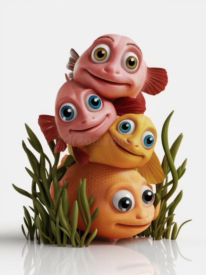 A Group of Fish Stacked on Top of Each Other, AI Stock Image - Image of ...