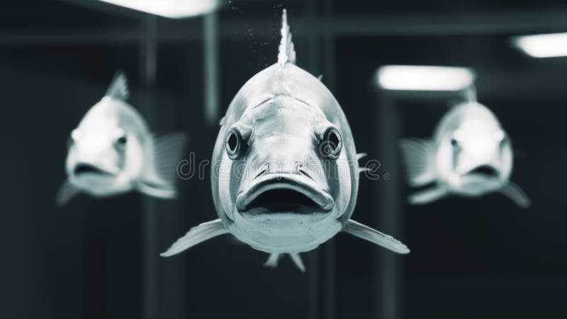 A Group of Fish are Staring at the Camera in a Glass Tank, AI Stock ...