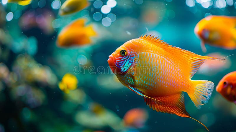 A Group of Fish Swimming in an Aquarium Stock Photo - Image of goldfish ...