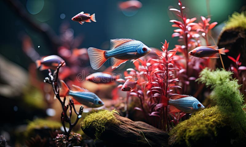 Group of Fish Swimming in Aquarium Stock Image - Image of colorful ...